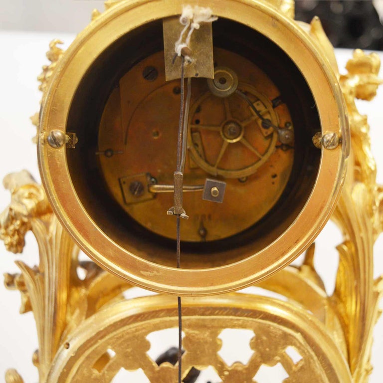 19th Century French Bronze Gold Plated Clock For Sale at 1stDibs