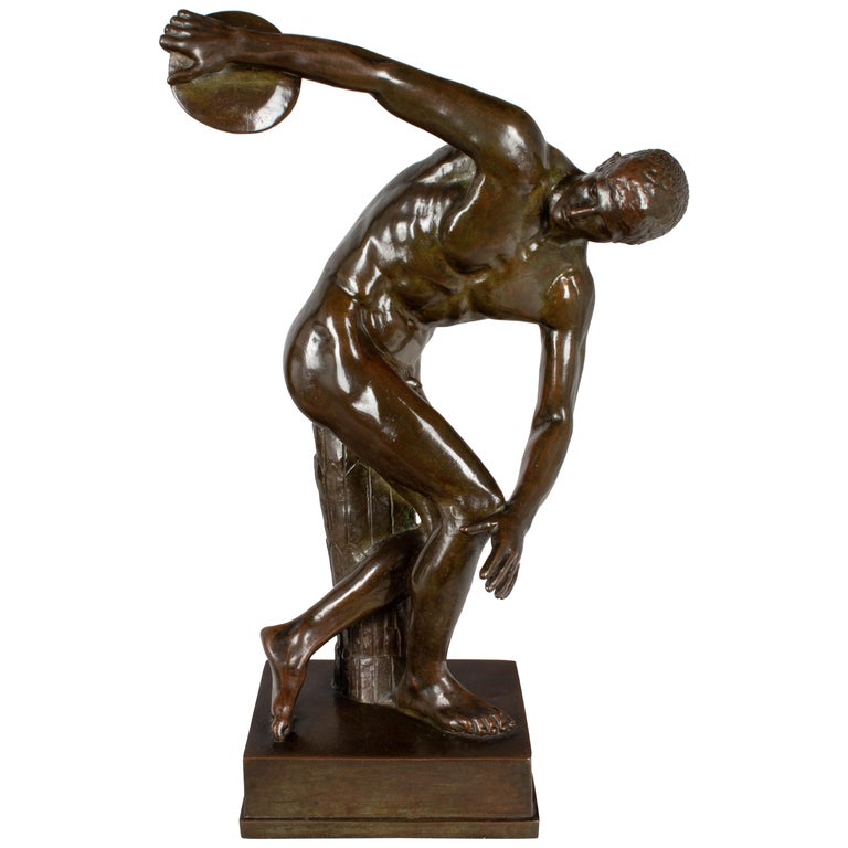 19th Century French Bronze Discus Thrower Sculpture at 1stDibs