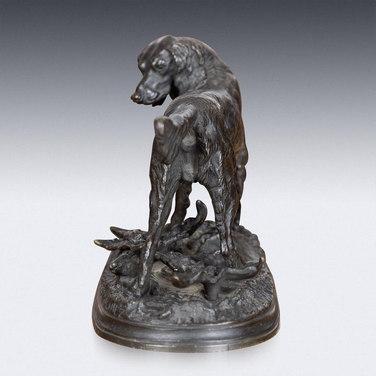 19th Century French Bronze of Setter with Hare, Jules Moigniez, C.1835 ...