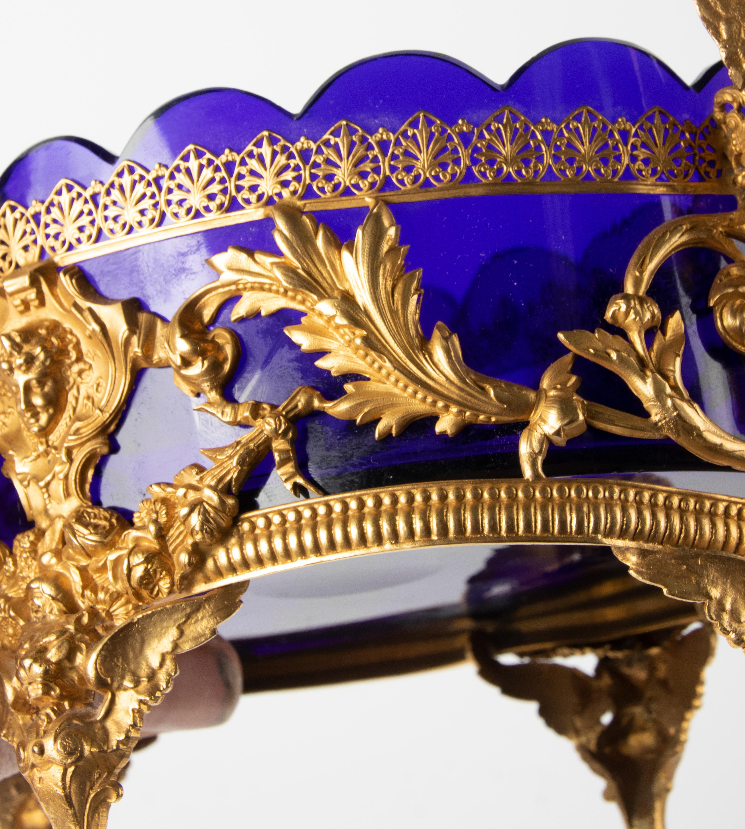 19th Century French Bronze Ormolu Gilt Bowl with Glass Liner at 1stDibs