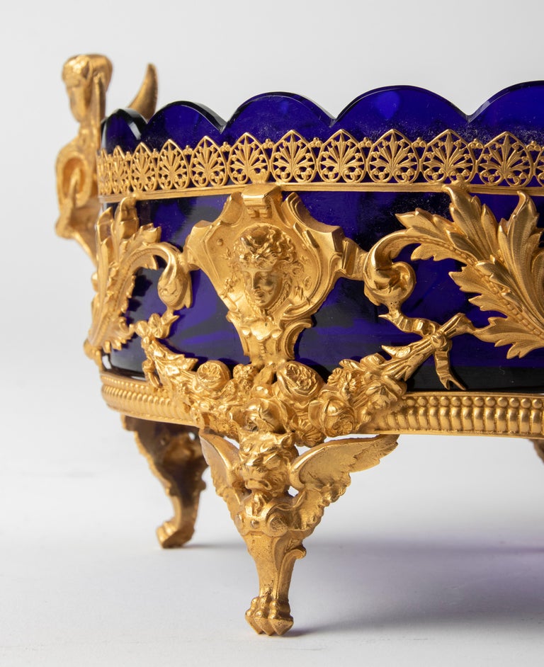 19th Century French Bronze Ormolu Gilt Bowl with Glass Liner at 1stDibs