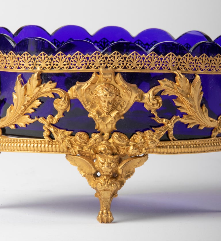 19th Century French Bronze Ormolu Gilt Bowl with Glass Liner at 1stDibs