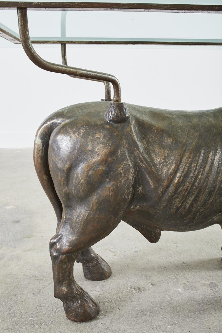 19th Century French Bronzed Iron Bull Dining Table For Sale at 1stDibs