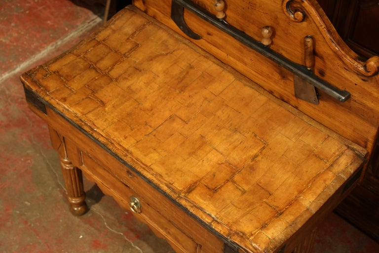 19th Century French Butcher Block with Antique Meat Cleavers Knives at ...