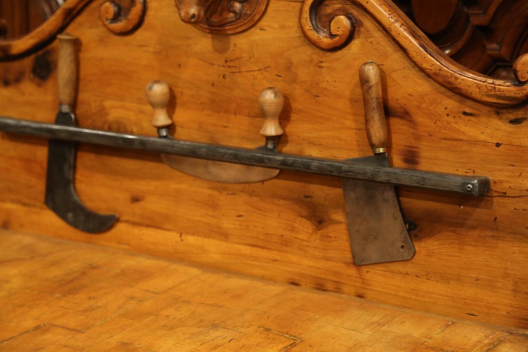 19th Century French Butcher Block with Antique Meat Cleavers Knives at ...