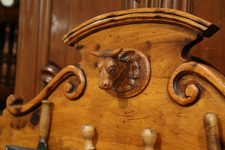 19th Century French Butcher Block with Antique Meat Cleavers Knives at ...