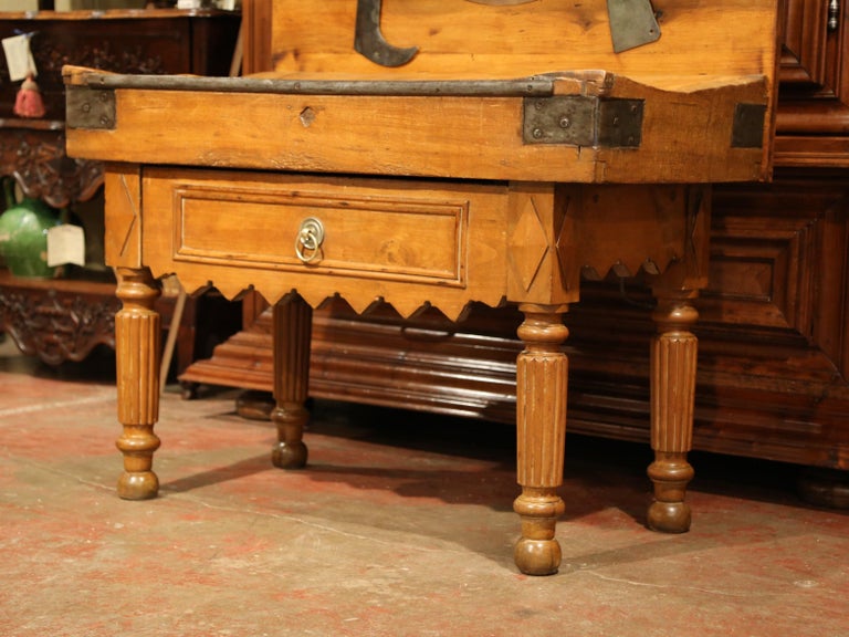 19th Century French Butcher Block with Antique Meat Cleavers Knives at ...