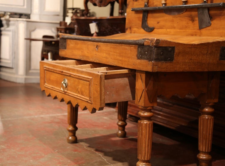 19th Century French Butcher Block with Antique Meat Cleavers Knives at ...