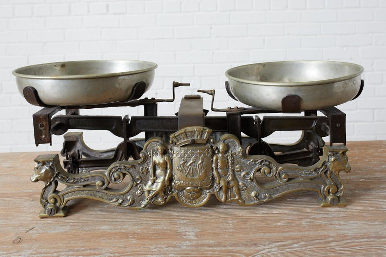 19th Century French Butcher Merchants Scale with Bowls at 1stDibs