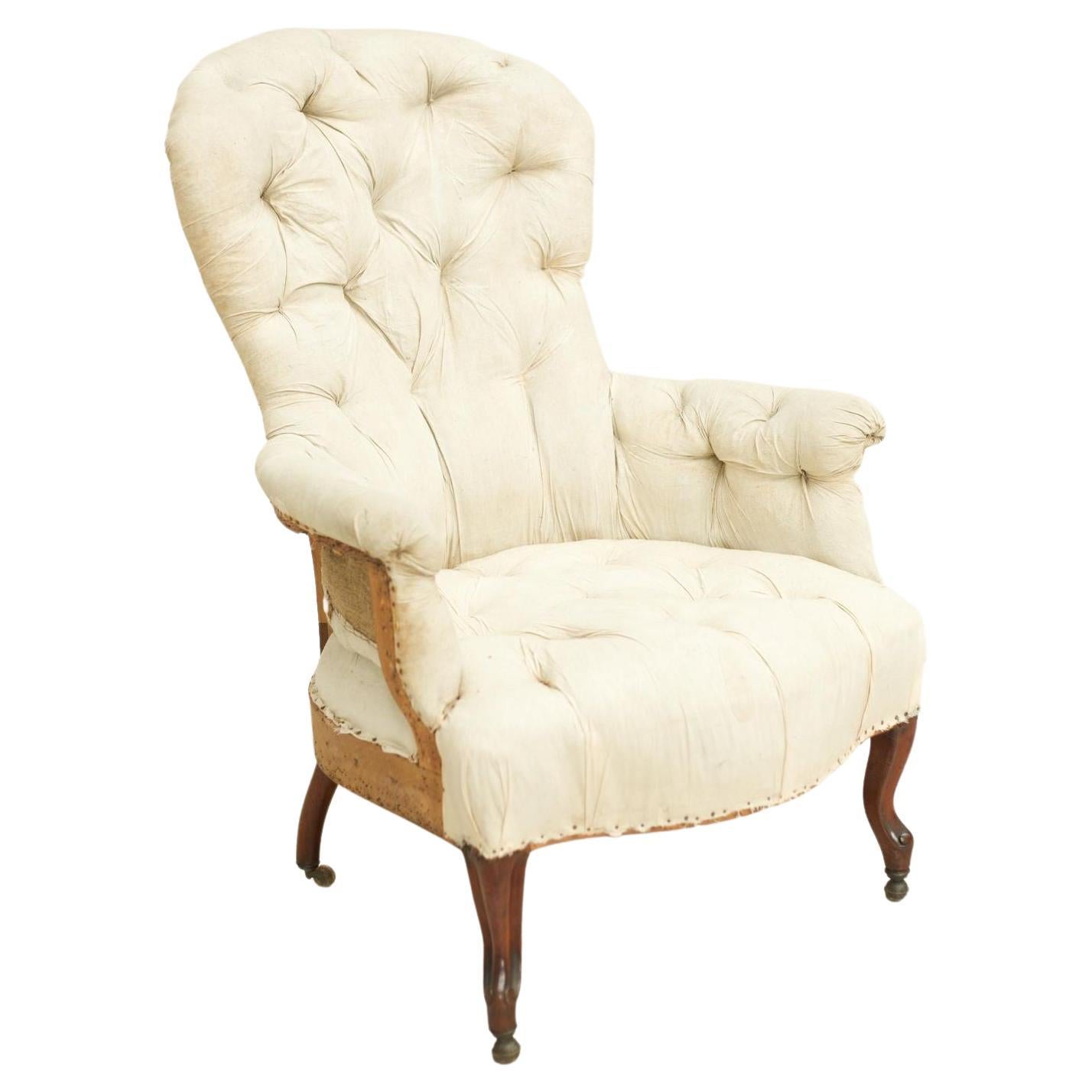 Mid-19th Century Open Button Back Armchair For Sale at 1stDibs