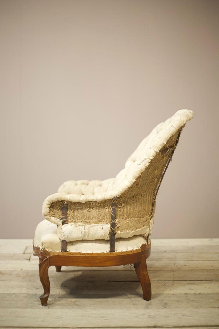 19th Century French Buttoned Iron Back Armchair For Sale at 1stDibs
