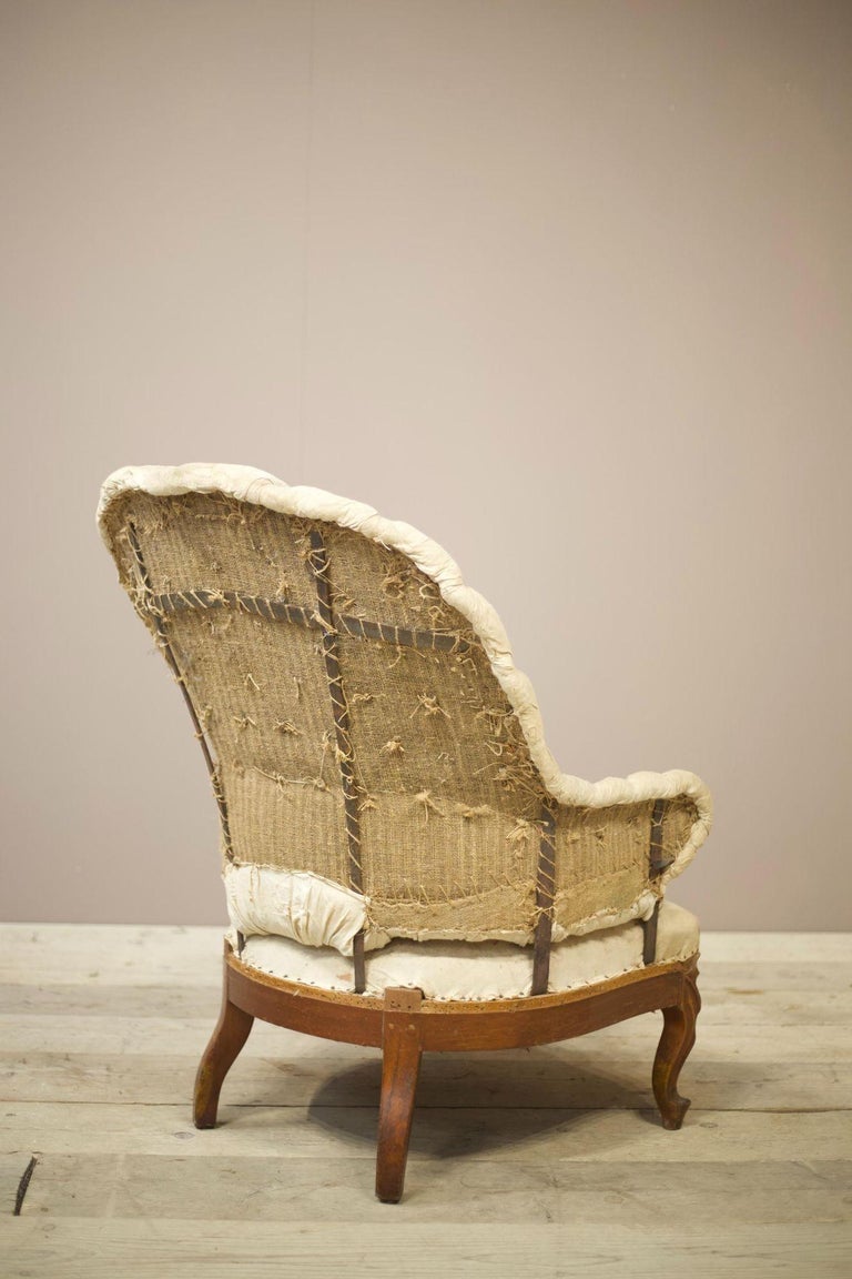 19th Century French Buttoned Iron Back Armchair For Sale at 1stDibs