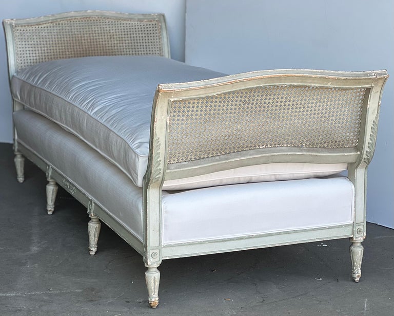 19th Century French Cane Daybed with New Upholstery For Sale at 1stDibs