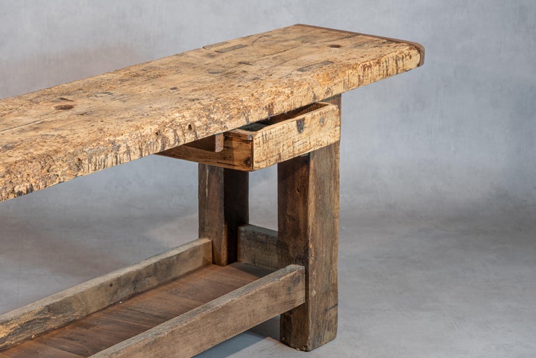 19th Century French Carpenter's Workbench or Console For Sale at 1stDibs