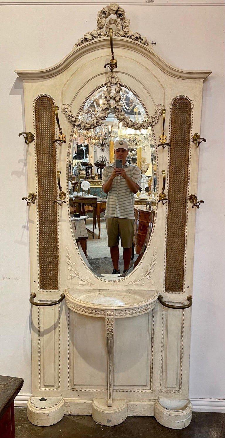 19th Century French Carved and Painted Hall Tree For Sale at 1stDibs