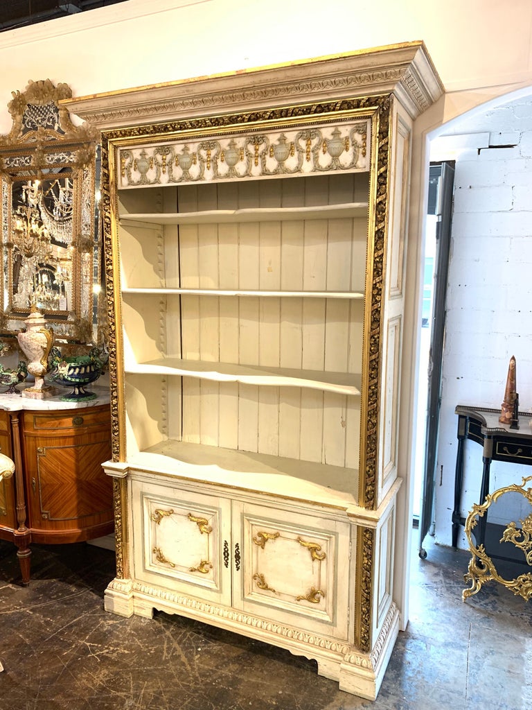 19th Century French Carved and Painted Neo-Classical Bookcase at ...