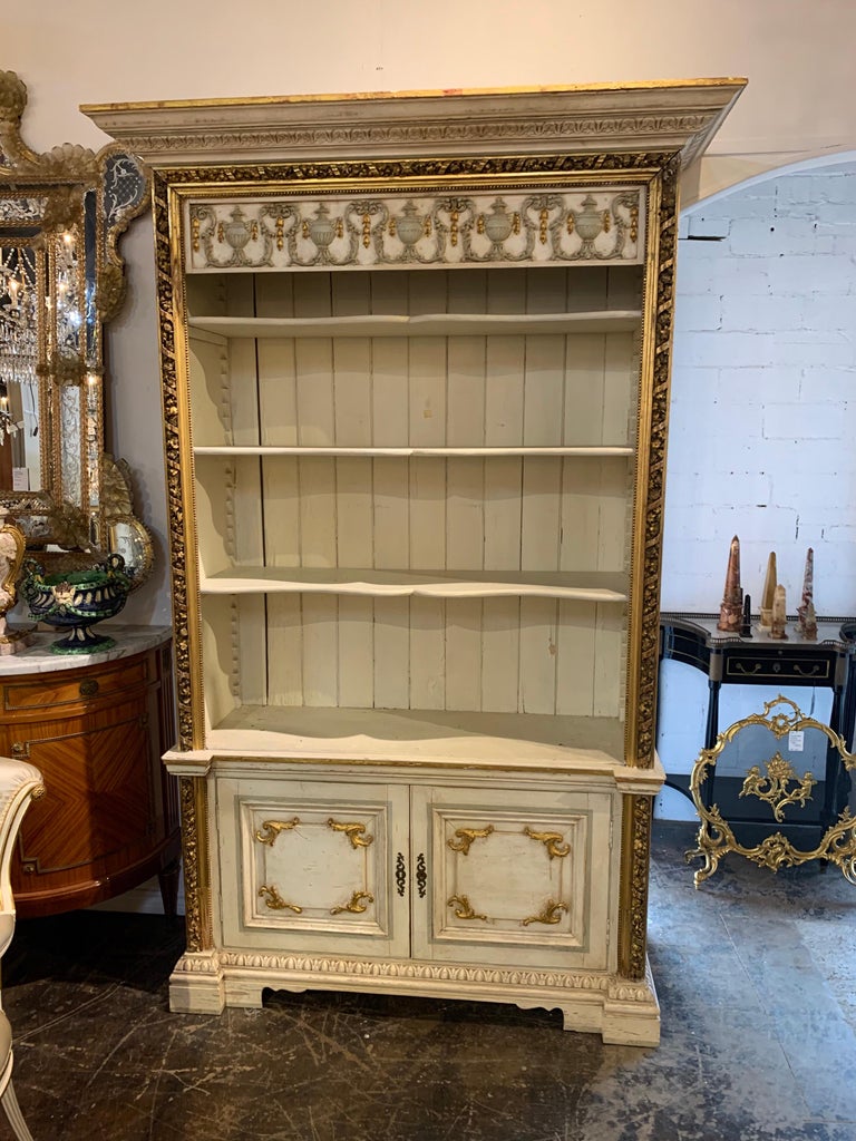 19th Century French Carved and Painted Neo-Classical Bookcase at ...