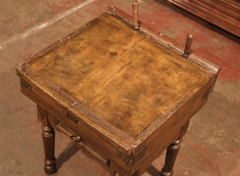 19th Century French Carved Beech Butcher Block with Two Meat Cleaver ...