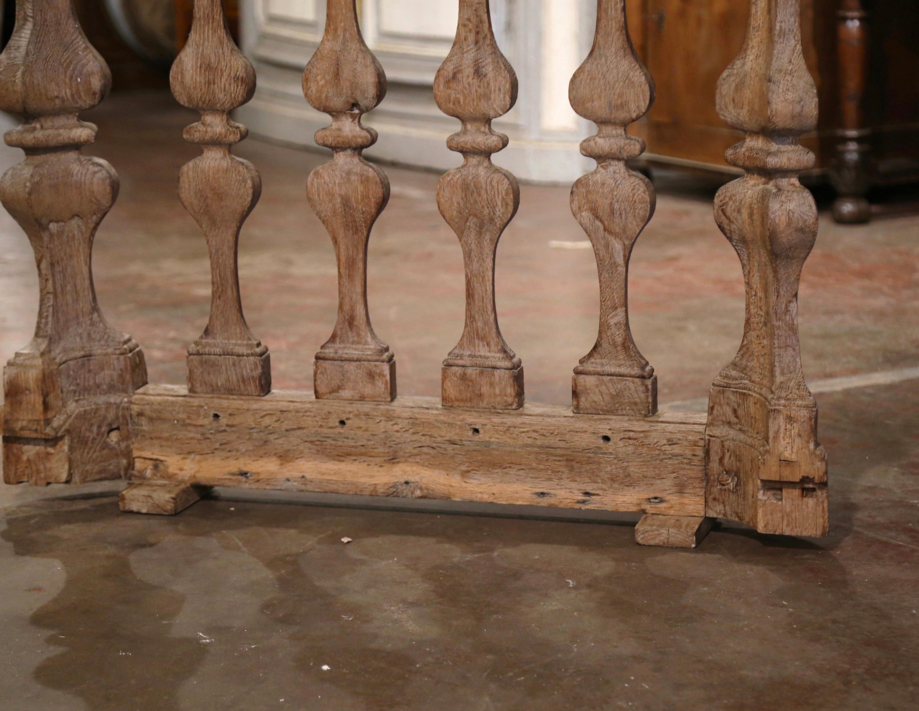 19th Century French Carved Bleached Oak Balustrade Console Table For ...