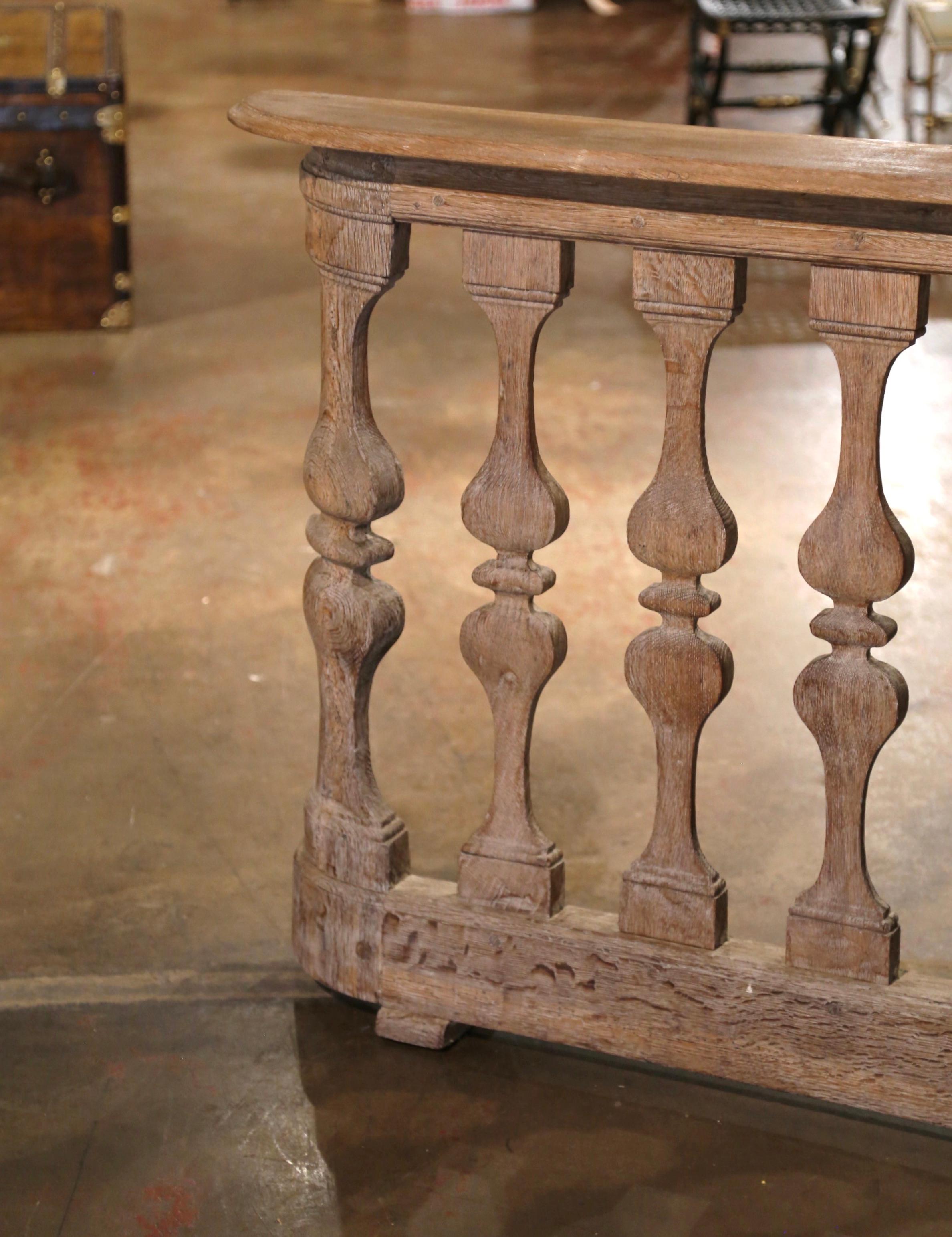 19th Century French Carved Bleached Oak Balustrade Console Table For ...