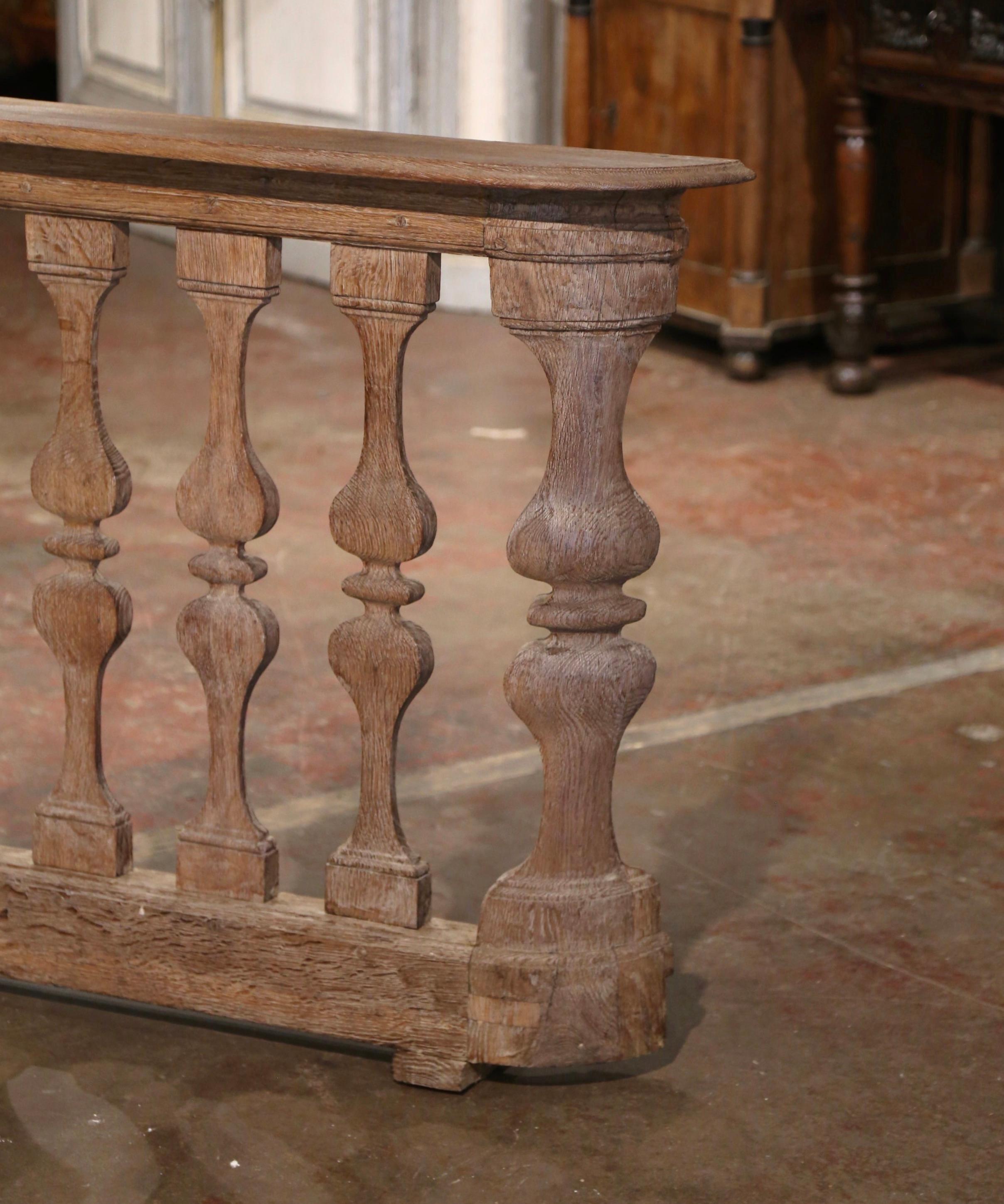 19th Century French Carved Bleached Oak Balustrade Console Table For ...