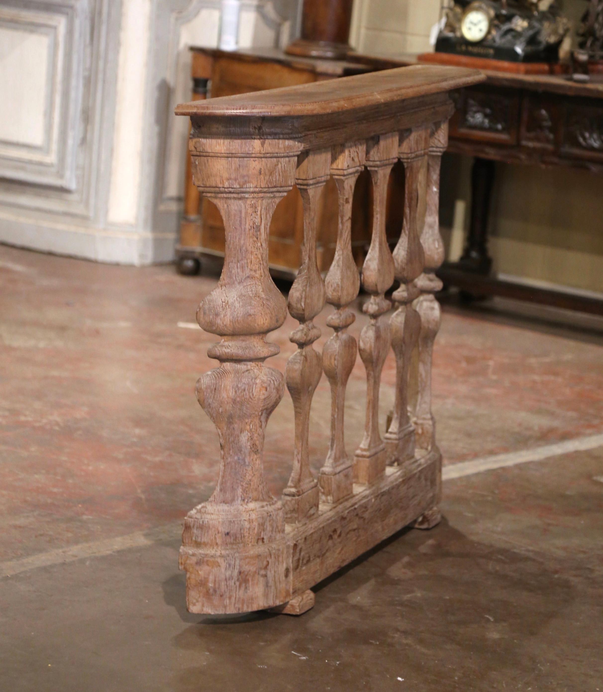 19th Century French Carved Bleached Oak Balustrade Console Table For ...