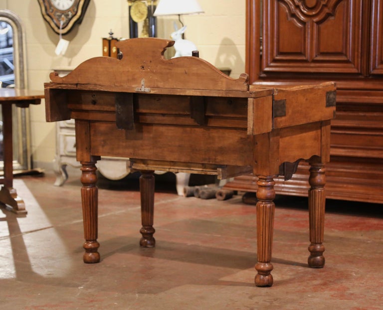 19th Century French Carved Butcher Block with Back and Meat Cleaver ...
