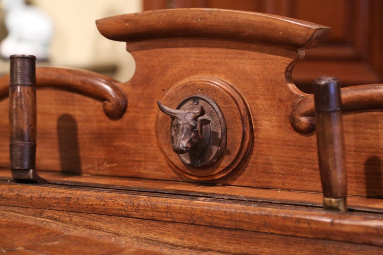 19th Century French Carved Butcher Block with Back and Meat Cleaver ...