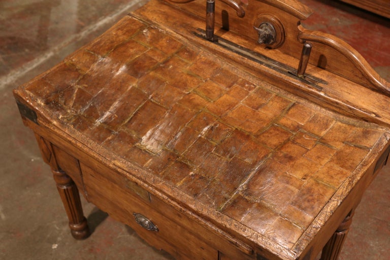 19th Century French Carved Butcher Block with Back and Meat Cleaver ...