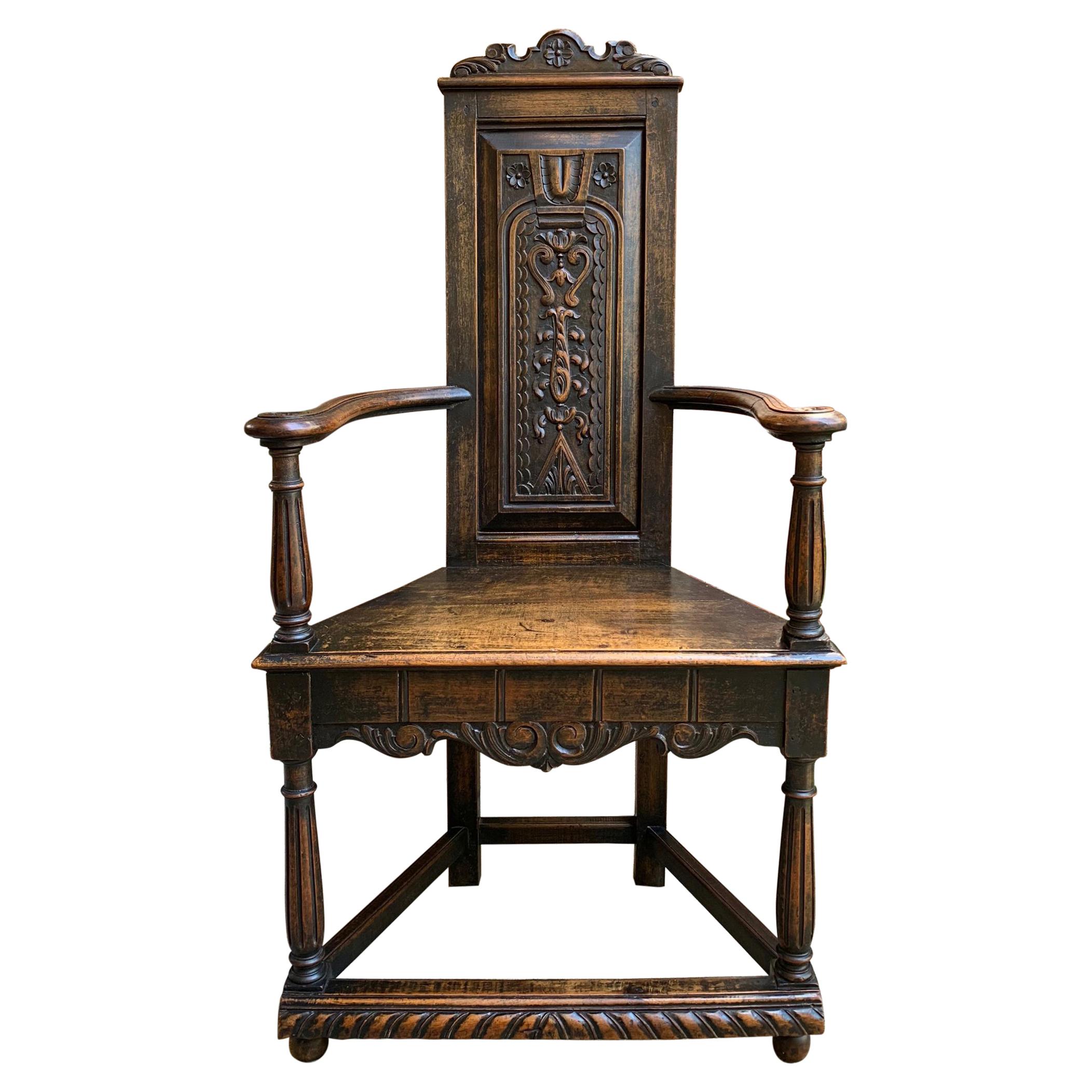 19th Century French Carved Oak Cathedral Altar Chair Gothic Lion ...