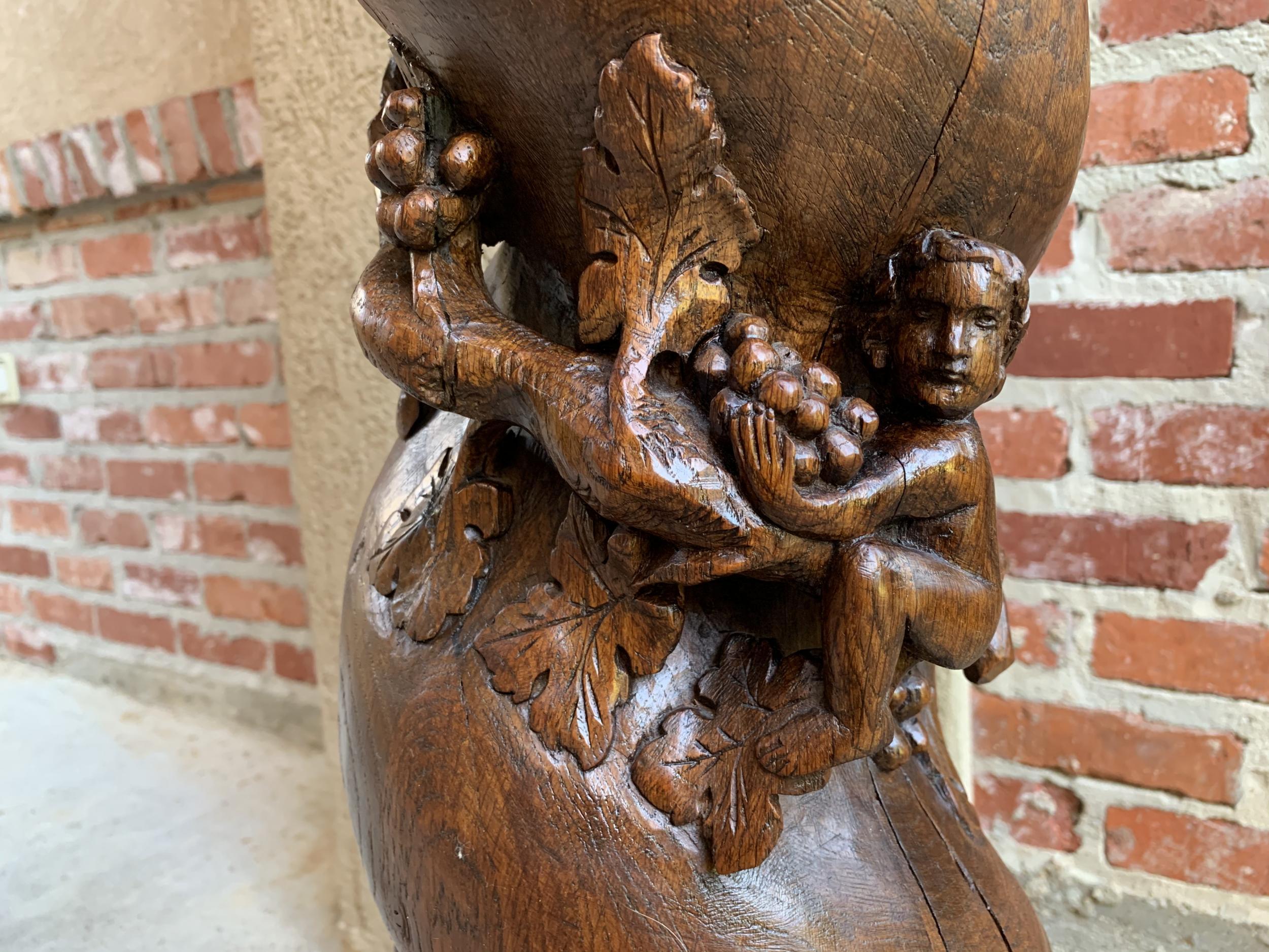 19th Century French Carved Oak Barley Twist Column Pedestal Stand ...