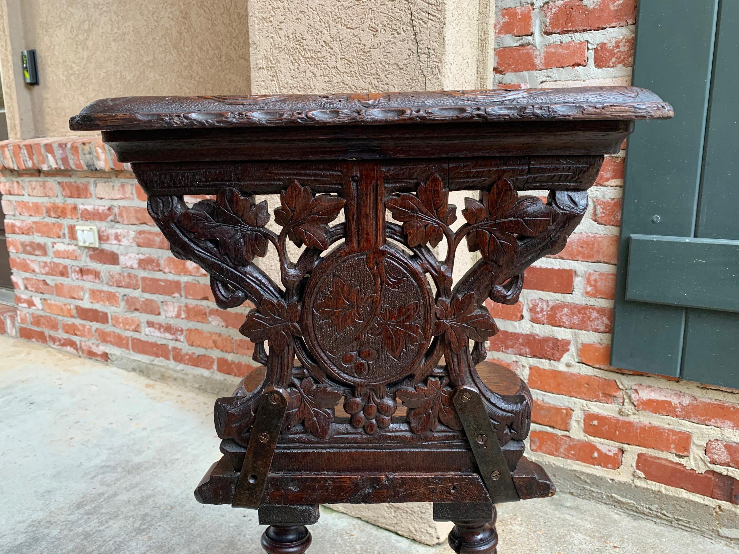 19th century French Carved Oak Black Forest Hunt Dog Side Chair Barley ...