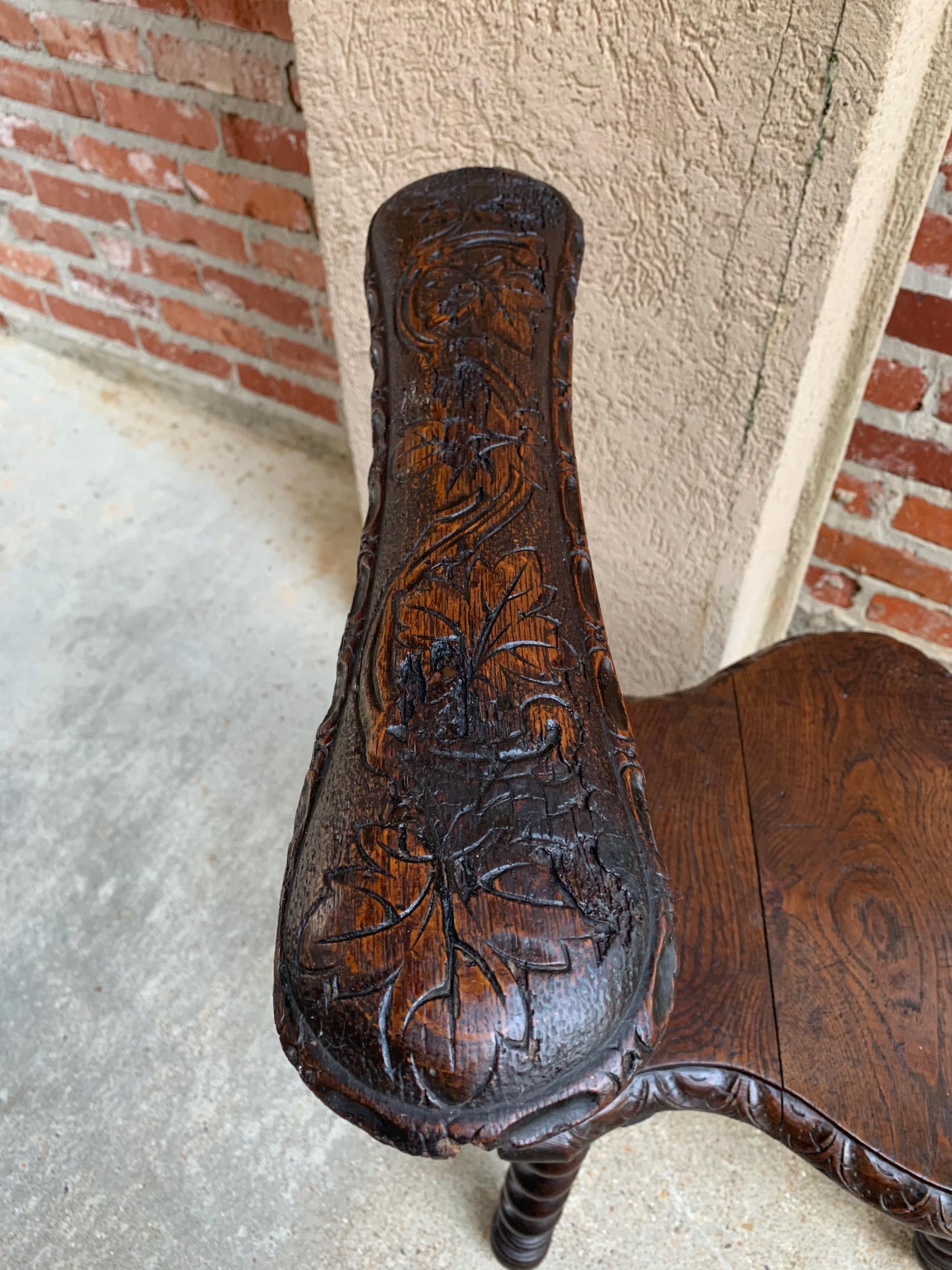 19th century French Carved Oak Black Forest Hunt Dog Side Chair Barley ...