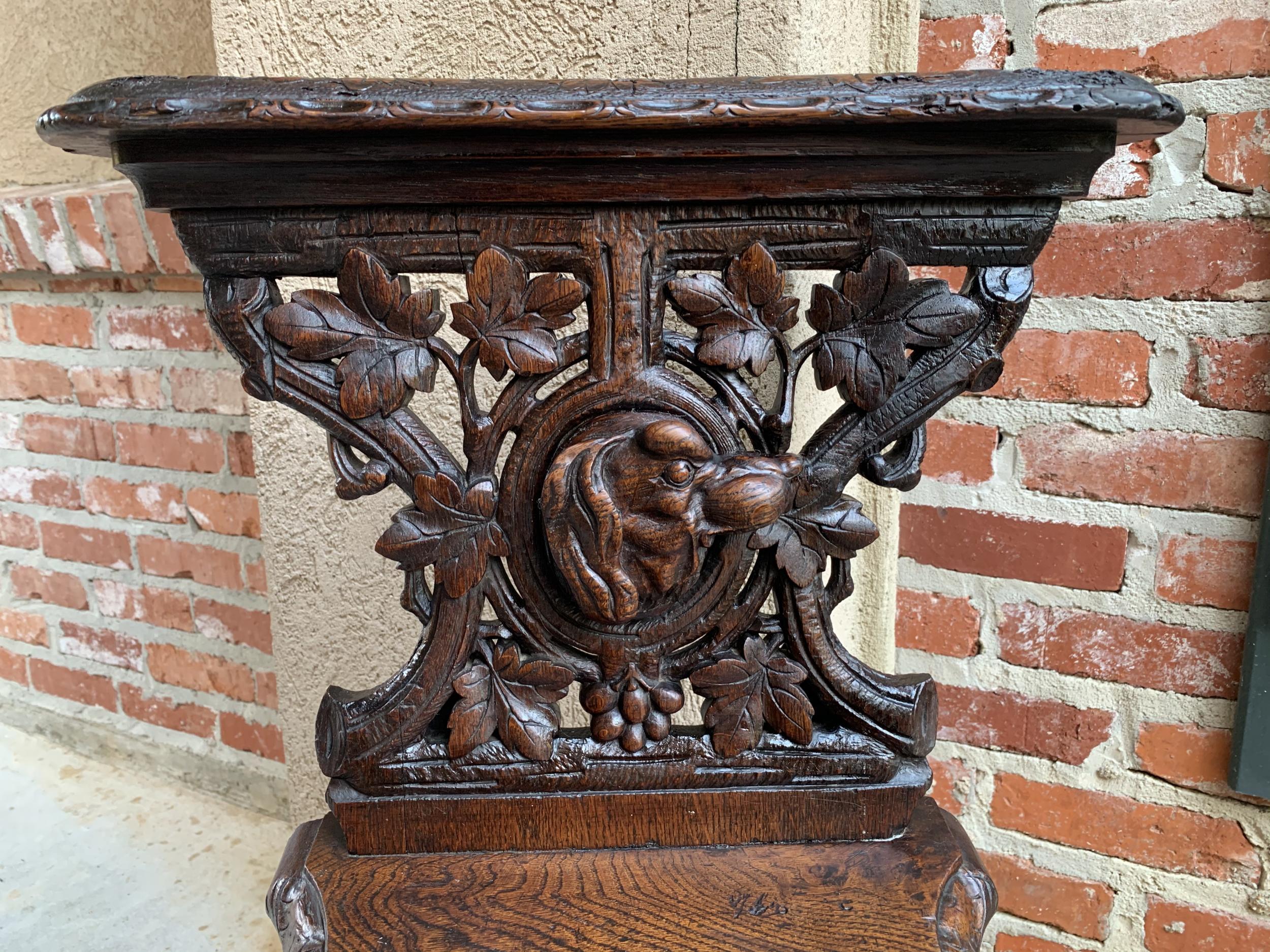 19th century French Carved Oak Black Forest Hunt Dog Side Chair Barley ...