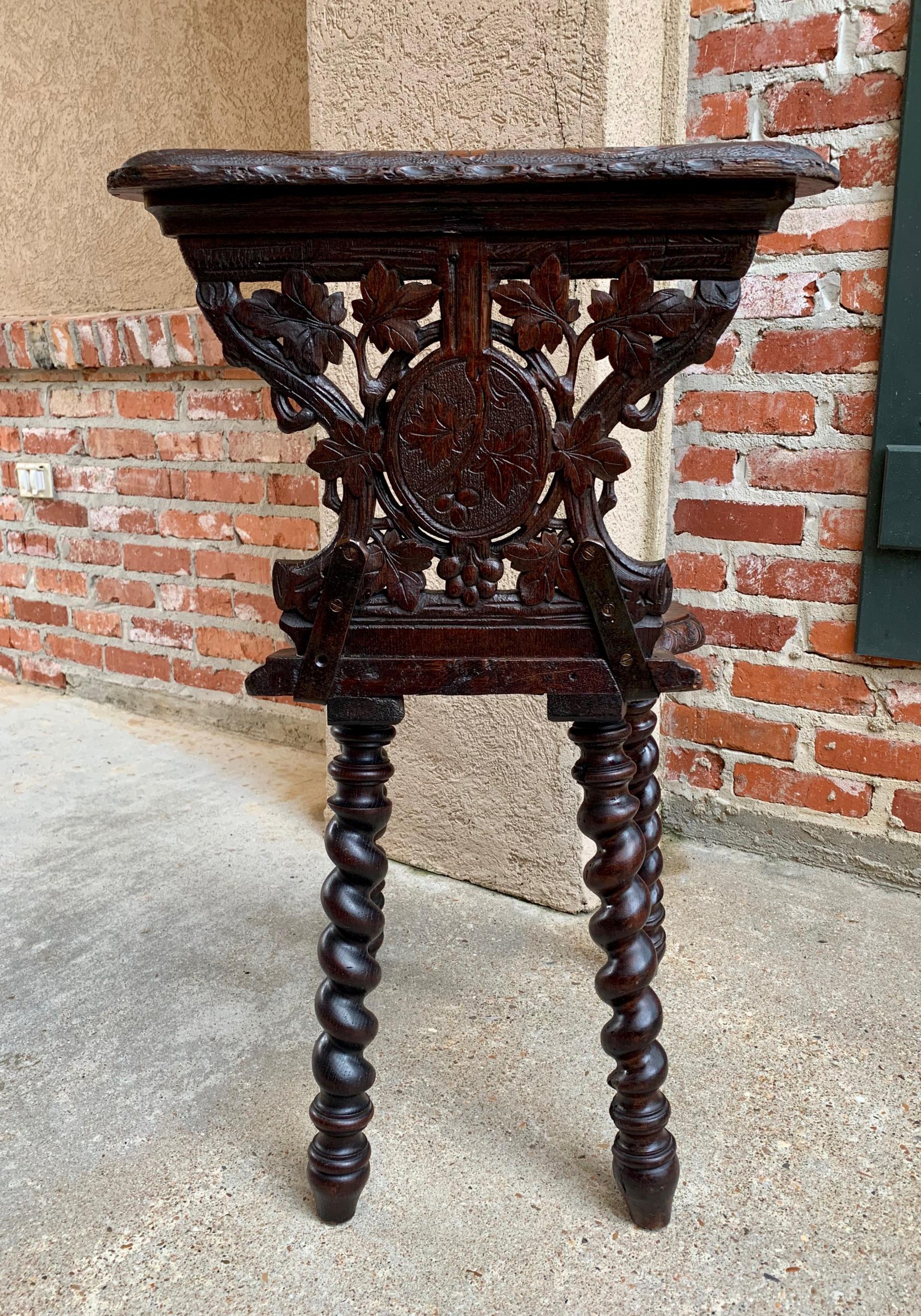 19th century French Carved Oak Black Forest Hunt Dog Side Chair Barley ...