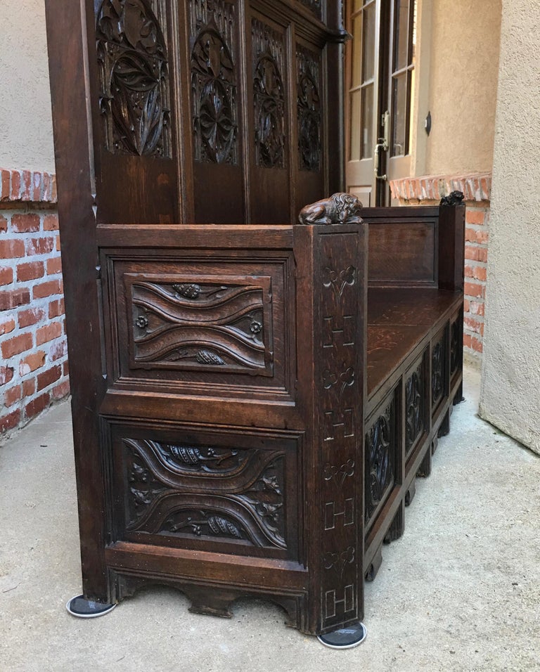 19th Century French Carved Oak Entry Hall Bench Gothic Chapel Pew ...