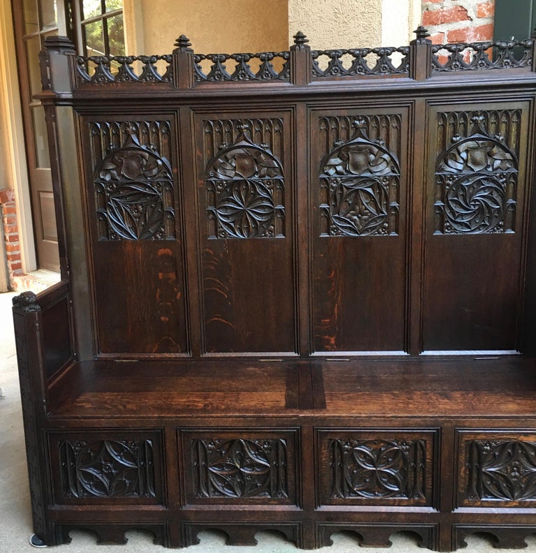19th Century French Carved Oak Entry Hall Bench Gothic Chapel Pew ...