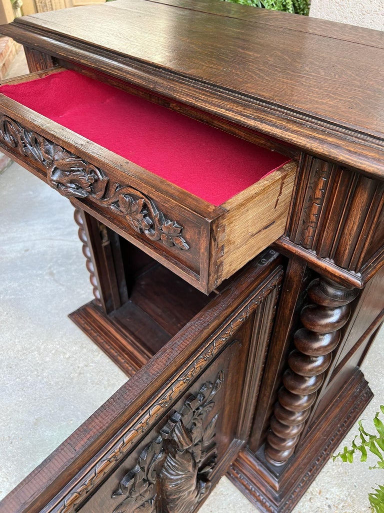 19th century French Carved Oak Hunt Cabinet Barley Twist Black Forest ...