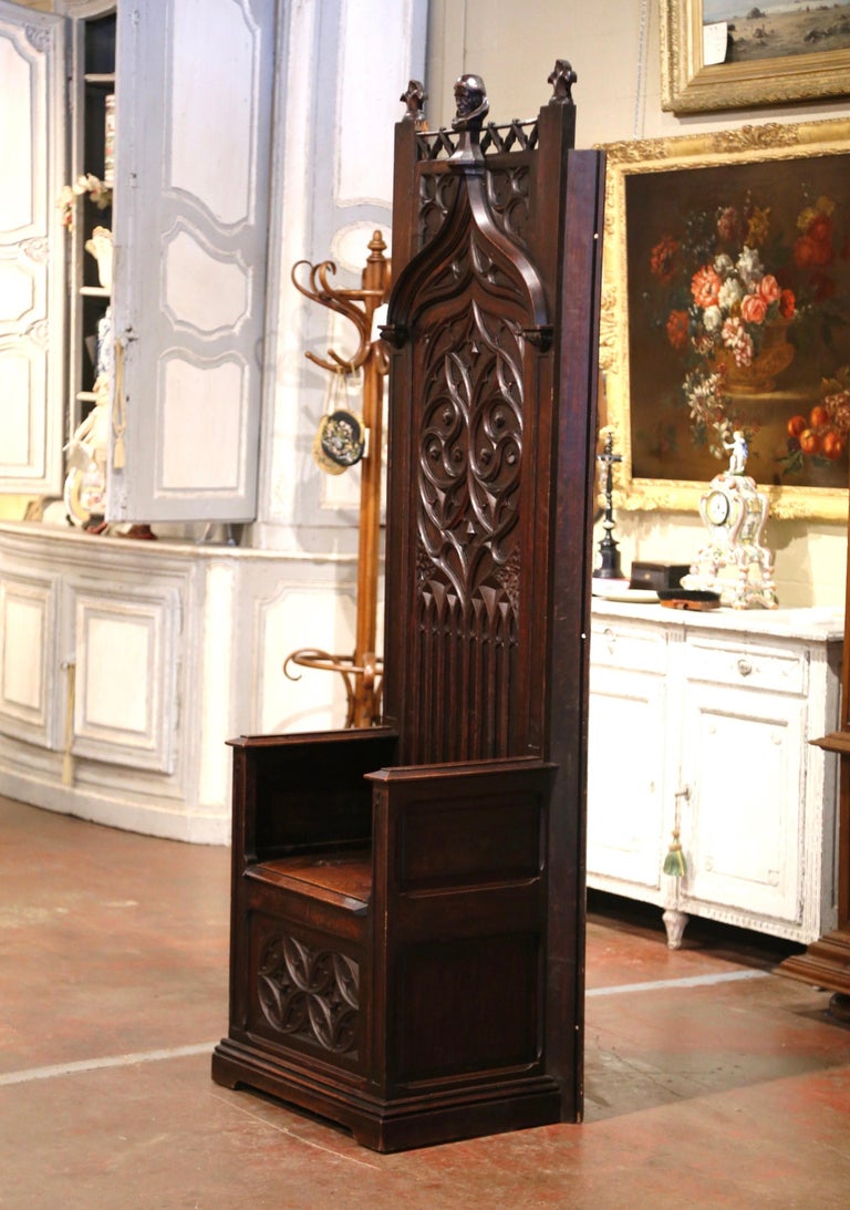 19th Century French Carved Oak Renaissance Altar Throne Chair Bench For ...