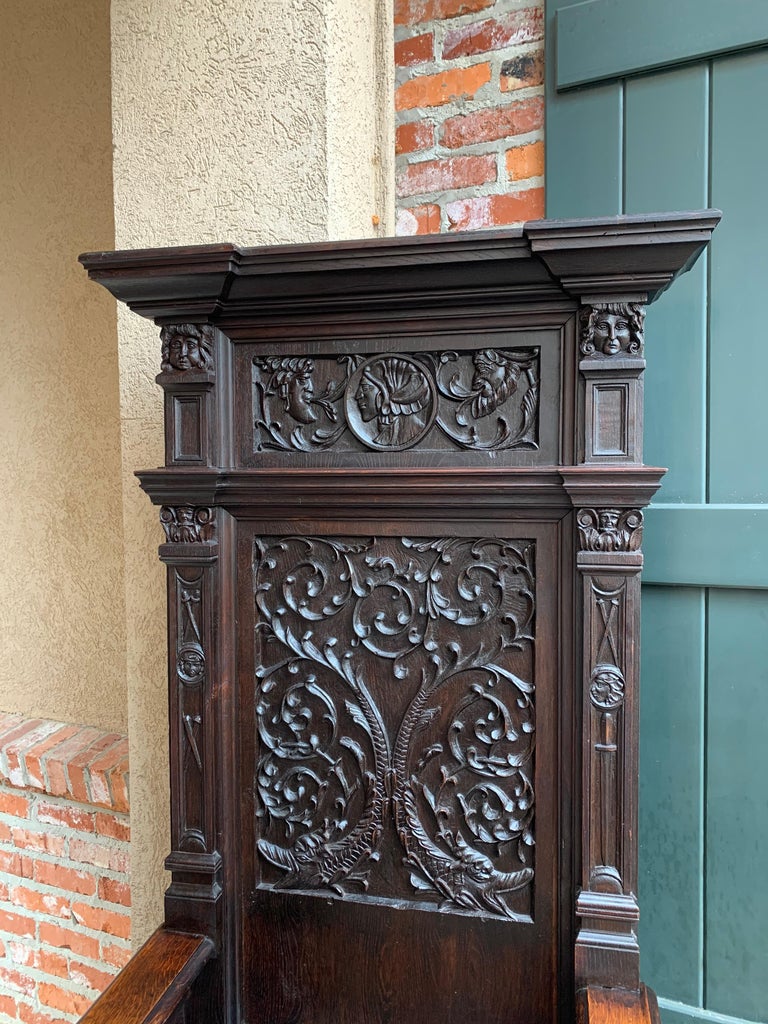19th Century French Carved Oak Renaissance Altar Throne Chair Bench ...