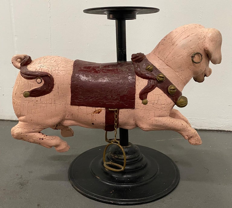 19th Century French Carved and Painted Carousel Pig on Stand For Sale ...