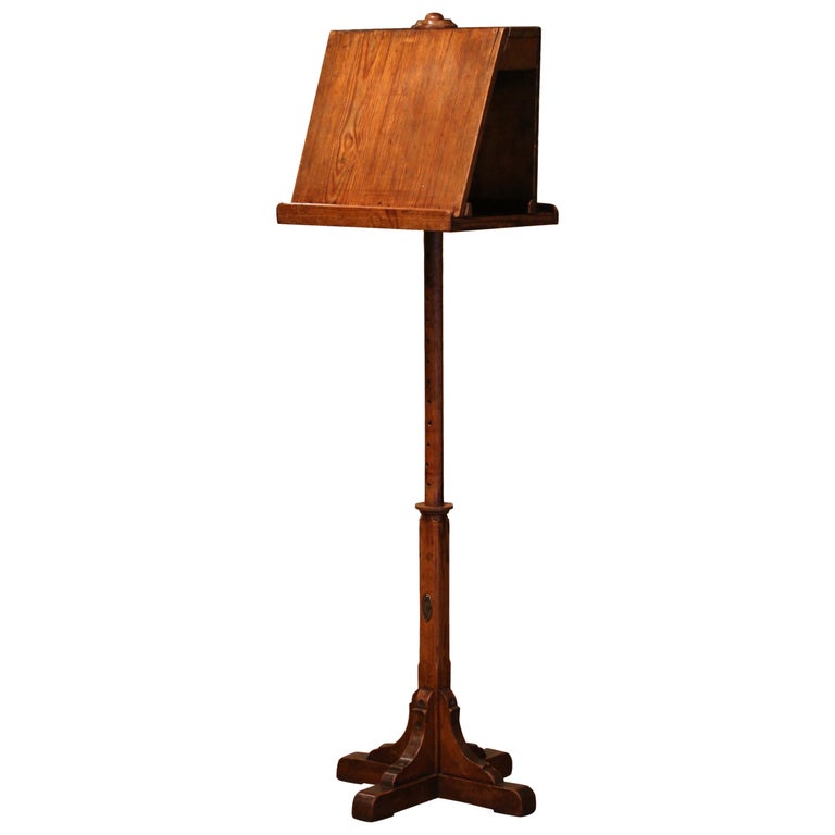 19th Century French Carved Pine and Oak Lectern Book Stand with Plaque ...