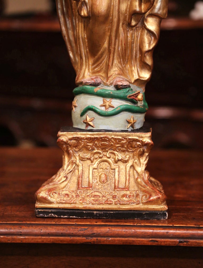 19th Century French Carved Polychrome and Gilt Terracotta Virgin Mary ...