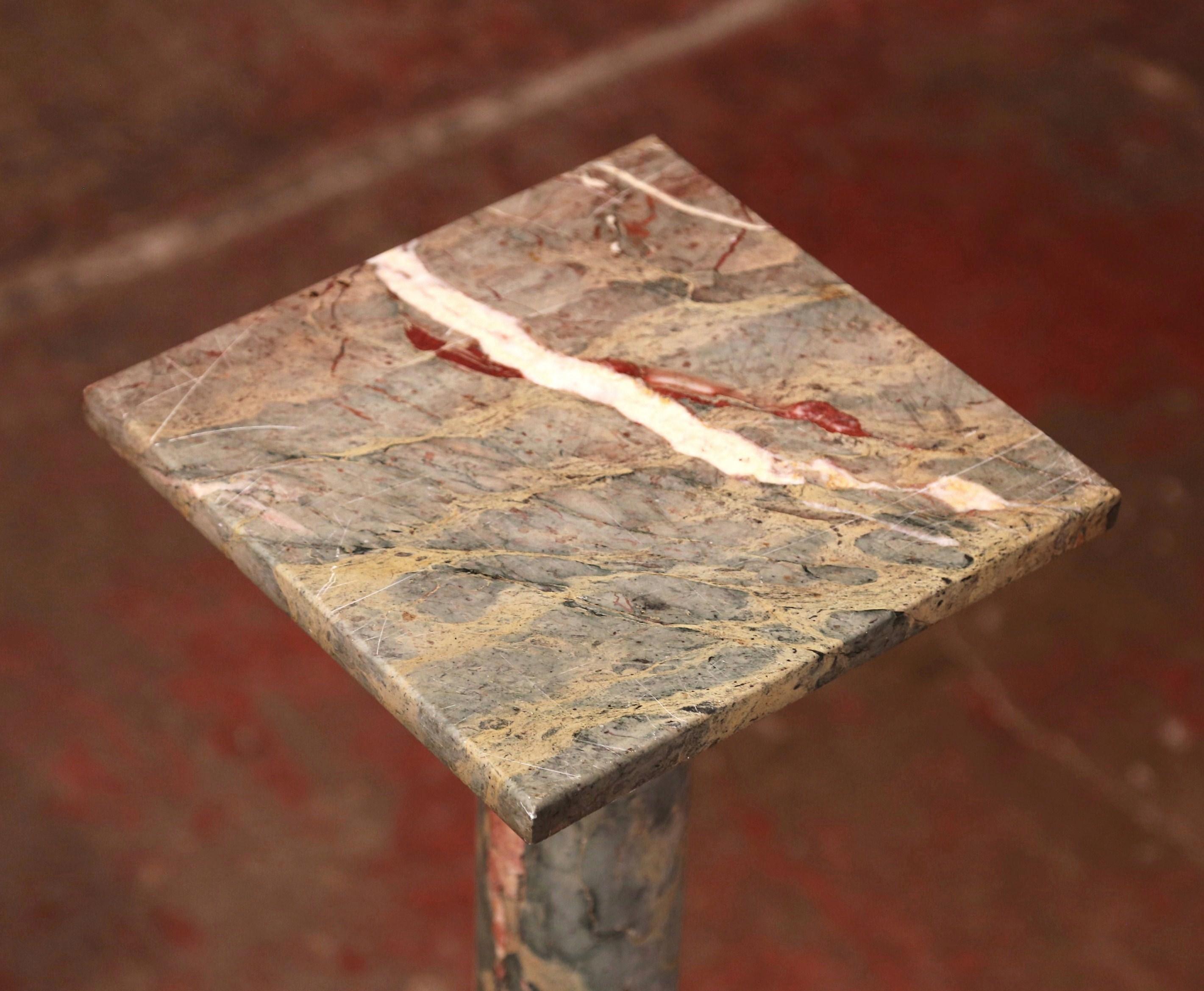 19th Century French Carved Variegated Marble Pedestal Table with Swivel ...