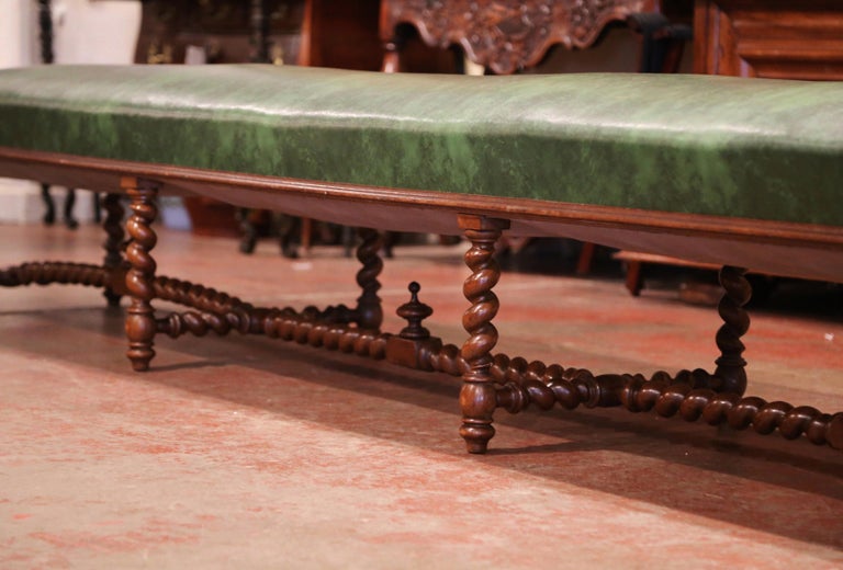19th Century French Carved Walnut and Leather Eight-Leg Barley Twist ...