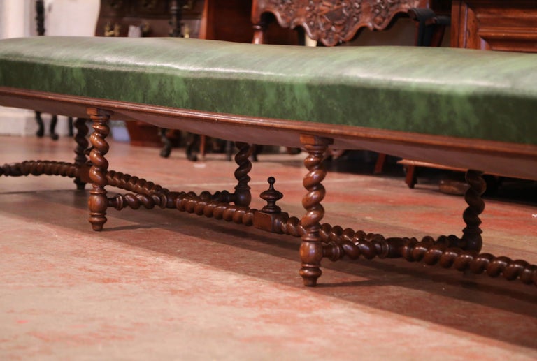 19th Century French Carved Walnut and Leather Eight-Leg Barley Twist ...