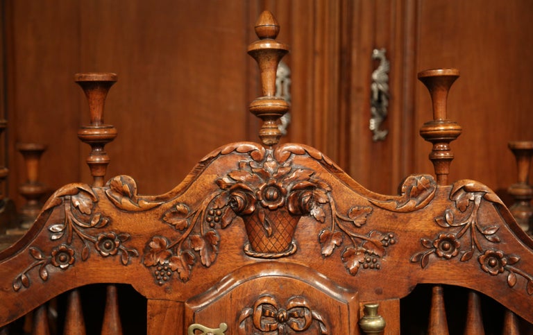 19th Century French Carved Walnut Dough Box and Hanging Bread Box from ...
