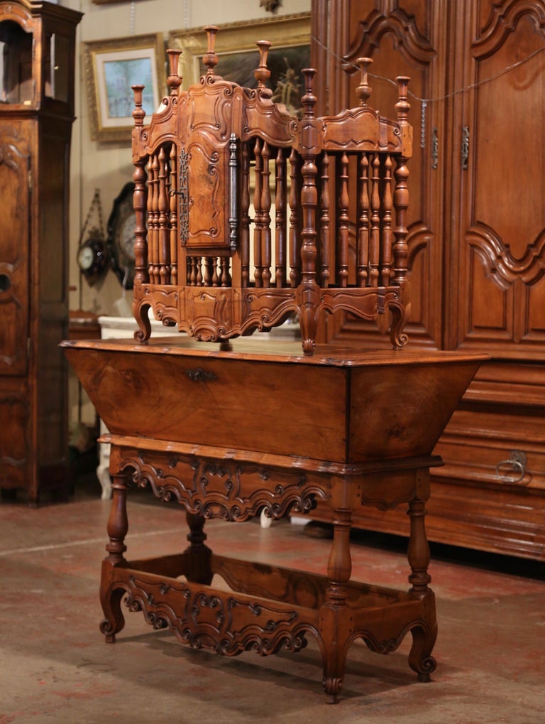 19th Century French Carved Walnut Dough Box and Matching Hanging Bread ...