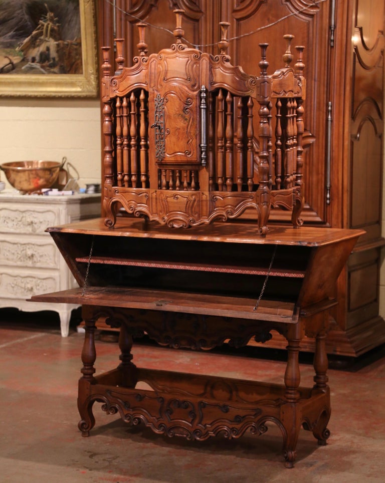 19th Century French Carved Walnut Dough Box and Matching Hanging Bread ...