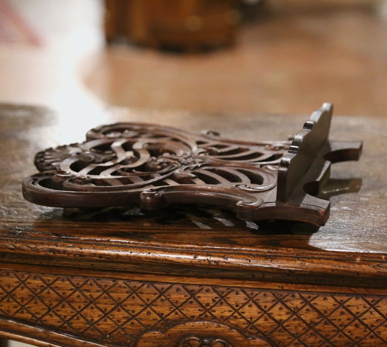 19th Century French Carved Walnut Folding Table Book Stand with Shell ...